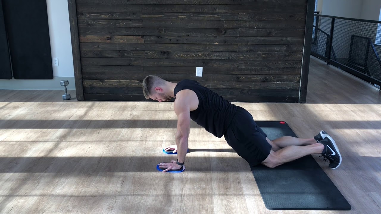 Single Arm Slider Push Up from Knees - YouTube