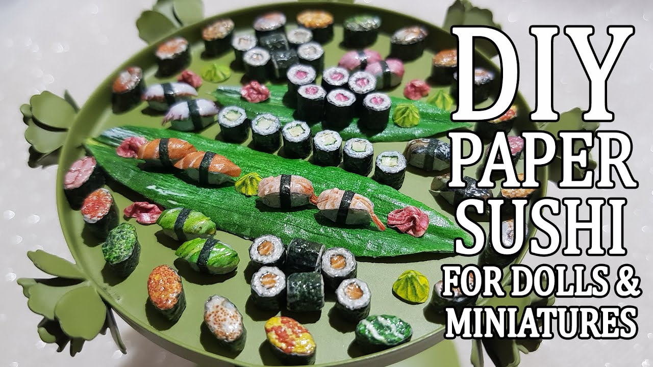 DIY papercraft sushi for miniature dollhouse - YouTube