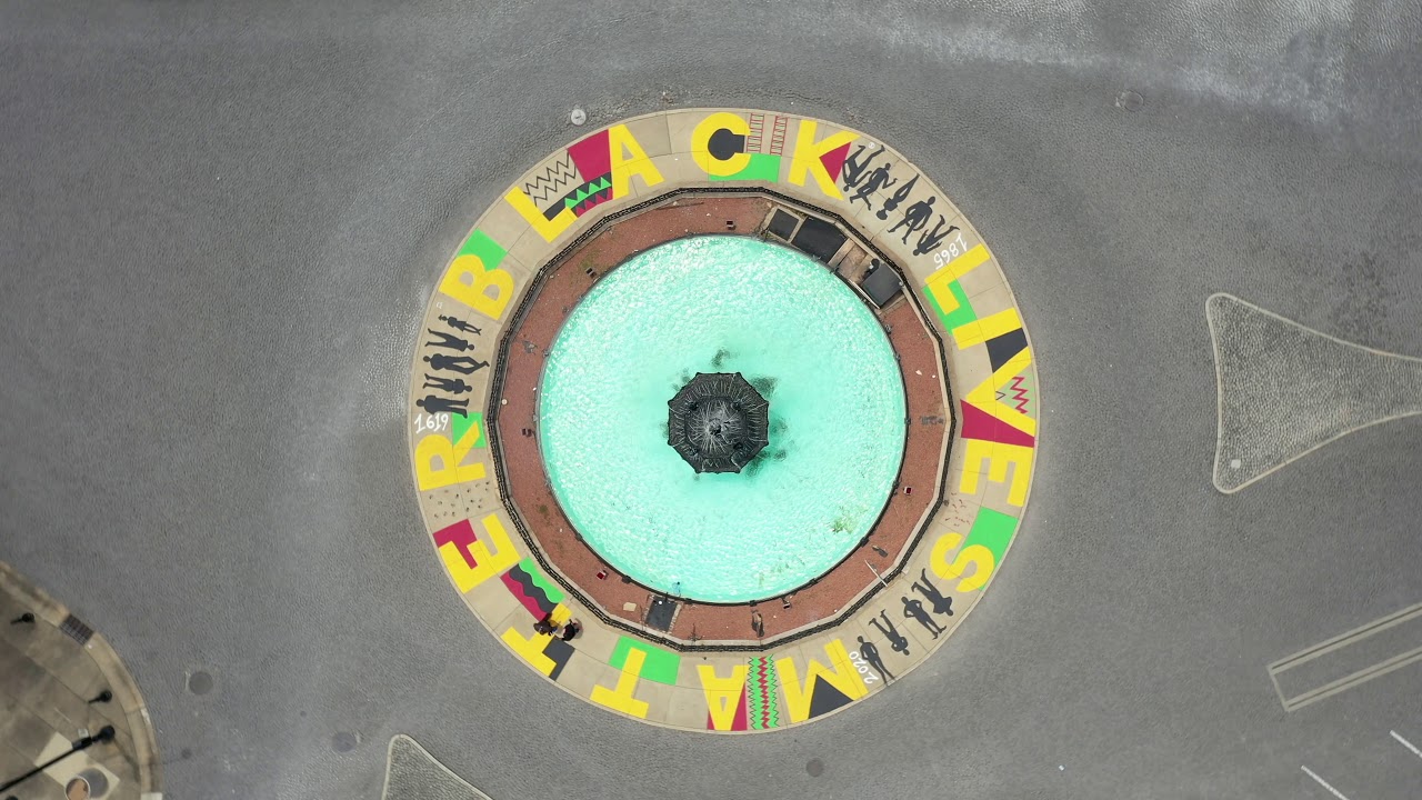 Drone Video of Black Lives Matter Painting-Court Square Fountain ...
