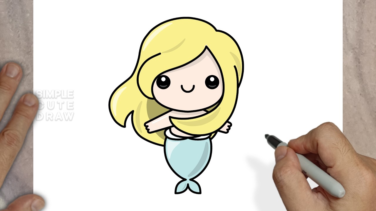 How to Draw a Cute Mermaid – Easy Chibi Girl Drawing for Kids! - YouTube