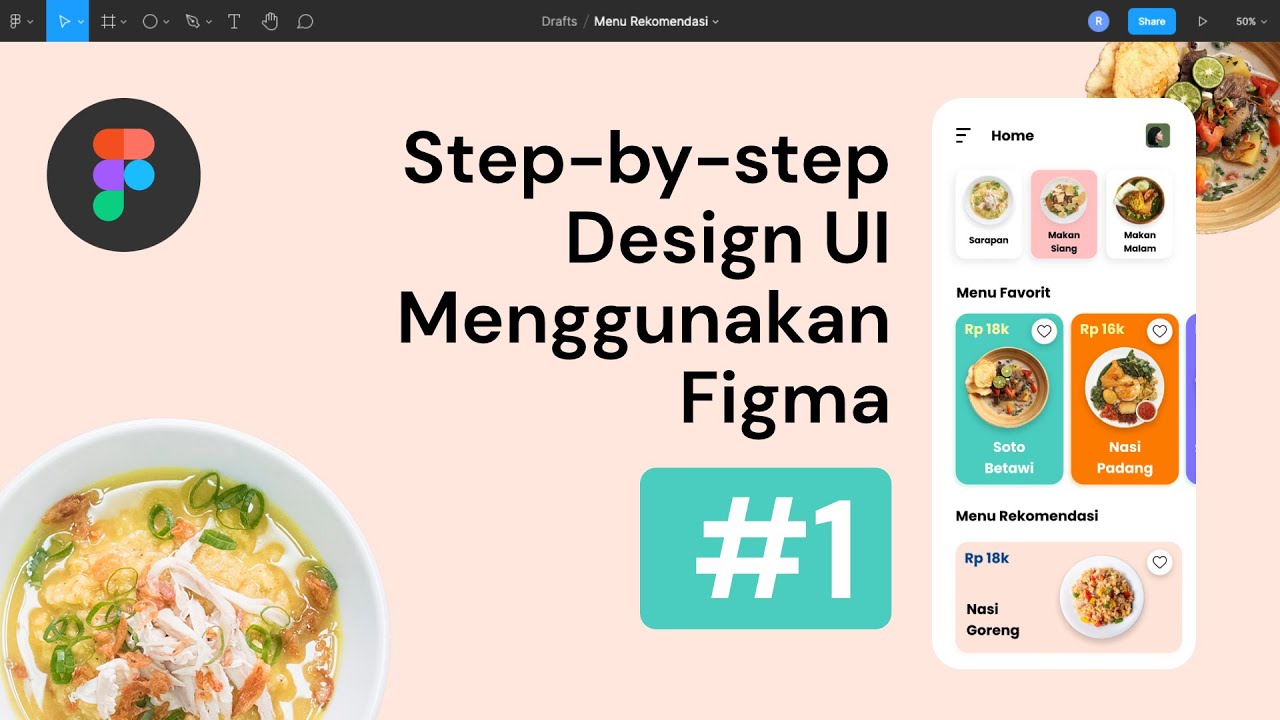 Step by step Design UI/UX menggunakan Figma #1 (Food Delivery Mobile ...