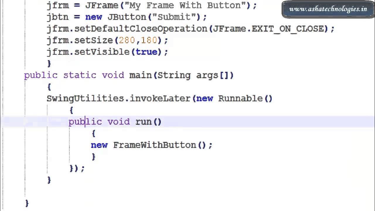 Java Swings Tutorials 3 Creating Frame with button in java swings - YouTube
