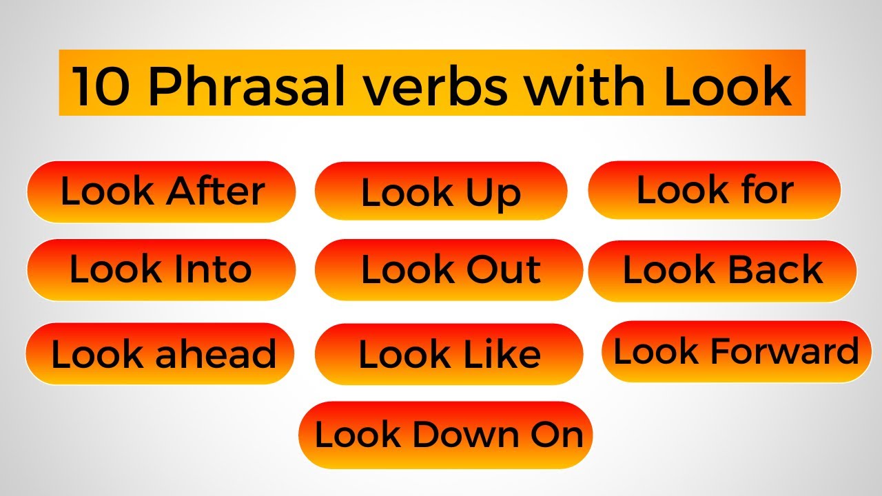 Phrasal Verb with look ! Look after, look up, look for, look into, look ...