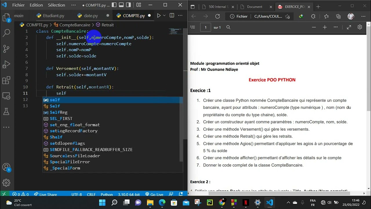 Python POO Gestion Compte Bancaire - YouTube