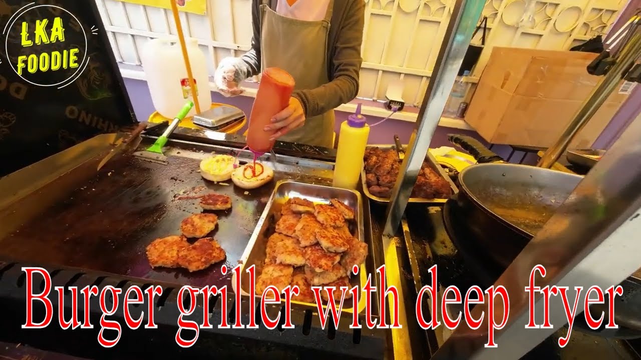 burger griller with deep fryer - YouTube