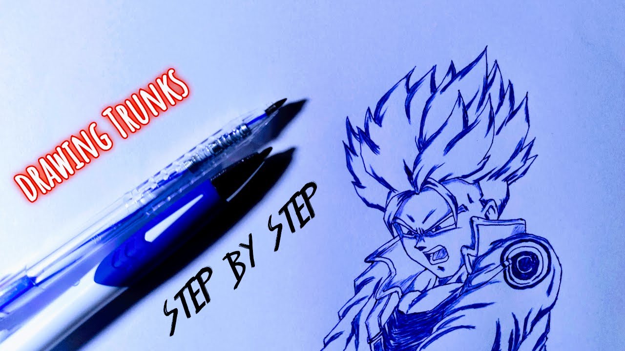 Drawing Trunks step by step|Ballpoint pen Drawing|Dragon ball - YouTube