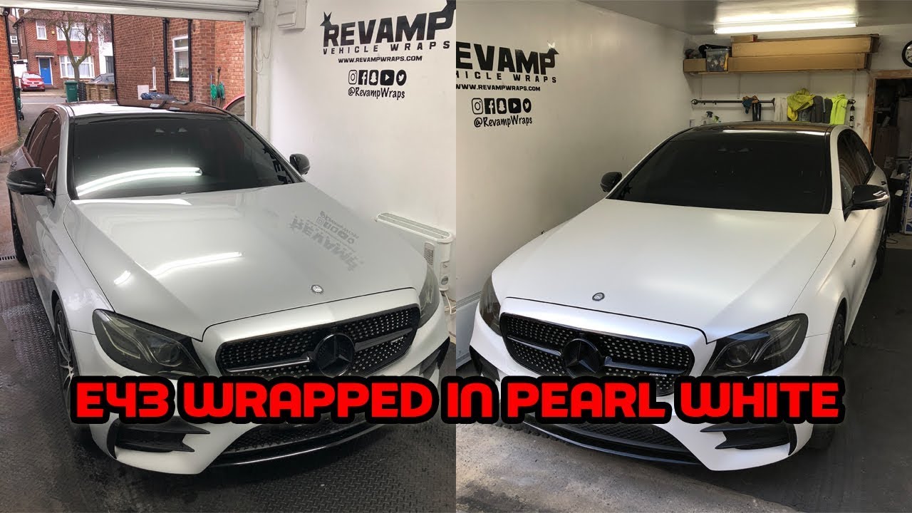 Mercedes E43 AMG Wrapped in Satin Pearl White - YouTube