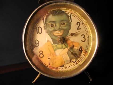 Motion Animated Clock Black Jazz Blues Banjo Player Coon Musician ...