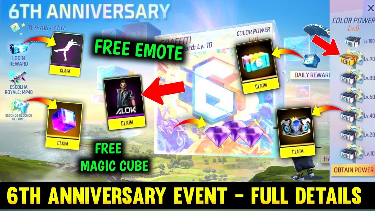 6th Anniversary🔥 Event Full Details | Free Fire 6th Anniversary Event ...