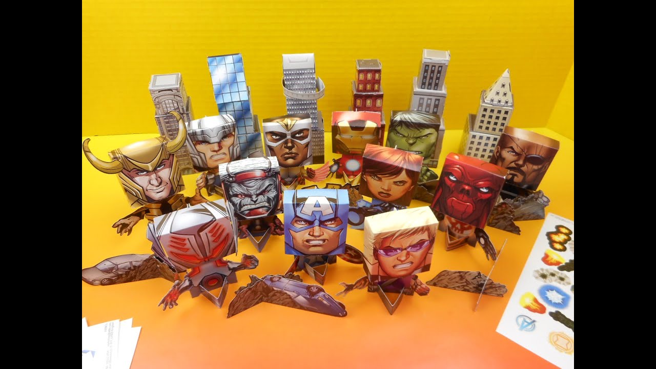 2015 SUBWAY'S MARVEL AVENGERS ASSEMBLE CARDBOARD BOBBLE HEAD SET OF 12 ...