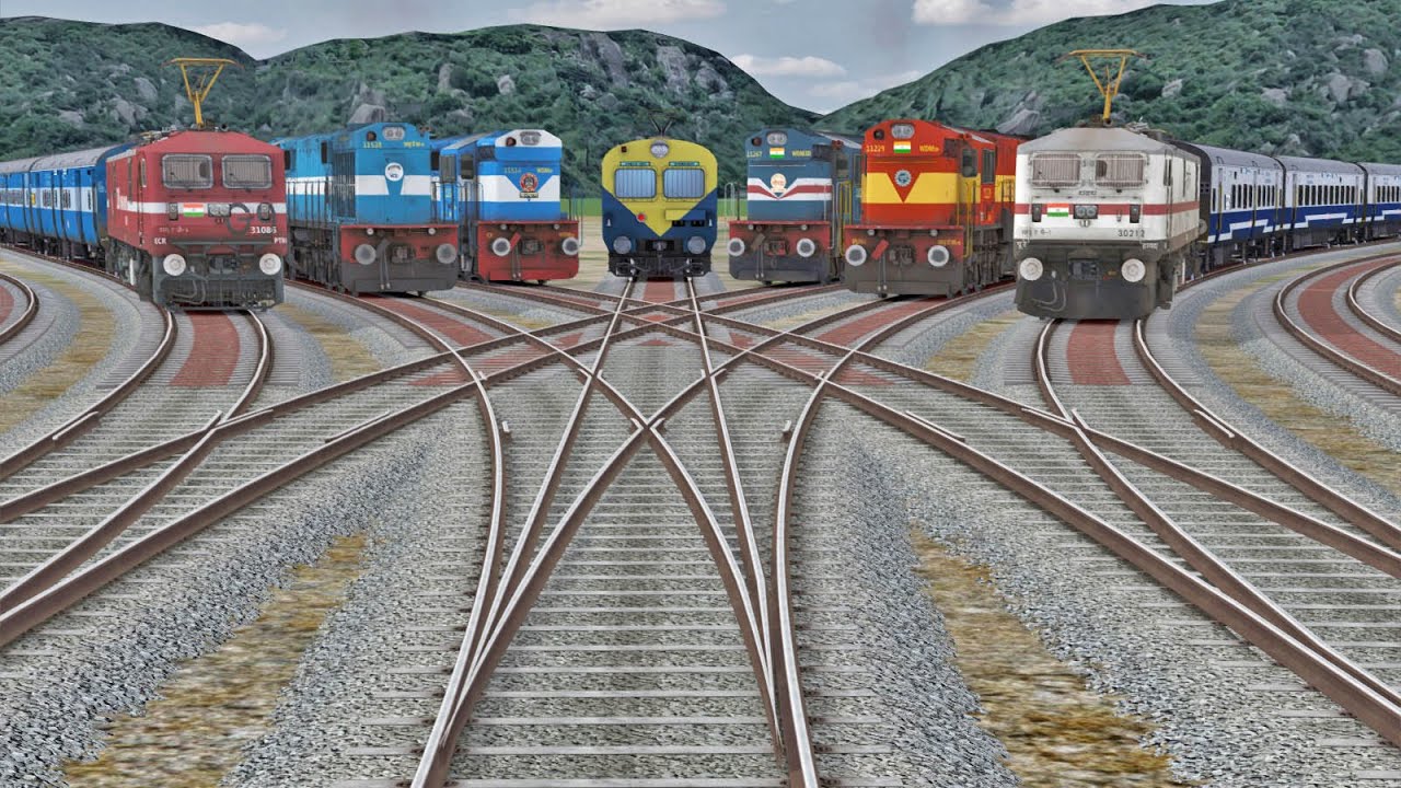 HIGH SPEED TRAINS RUNNING ON CURVED BRIDGE RAILROAD TRACKS | Train Game ...