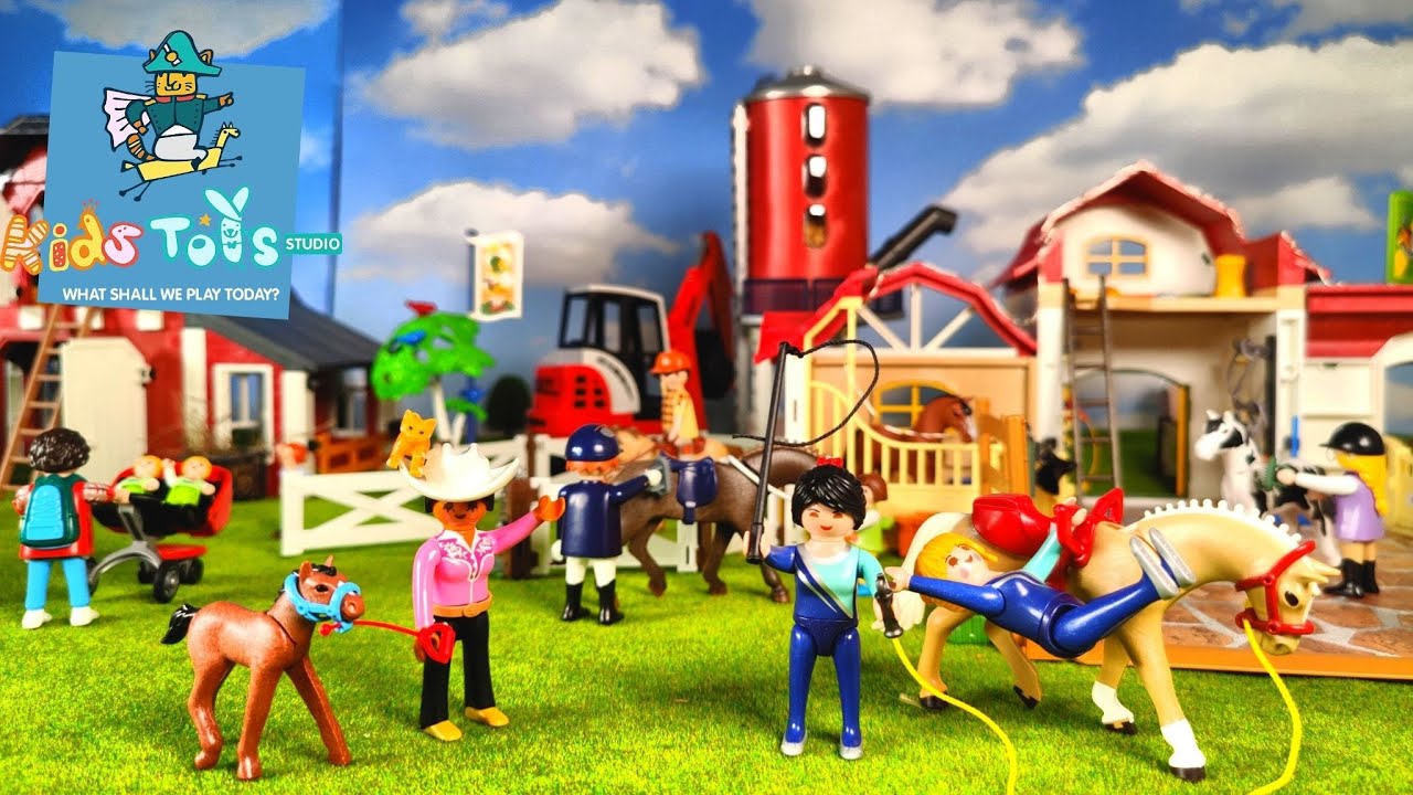 Playmobil horse stable and farm tour: largest Playmobil Country farm ...