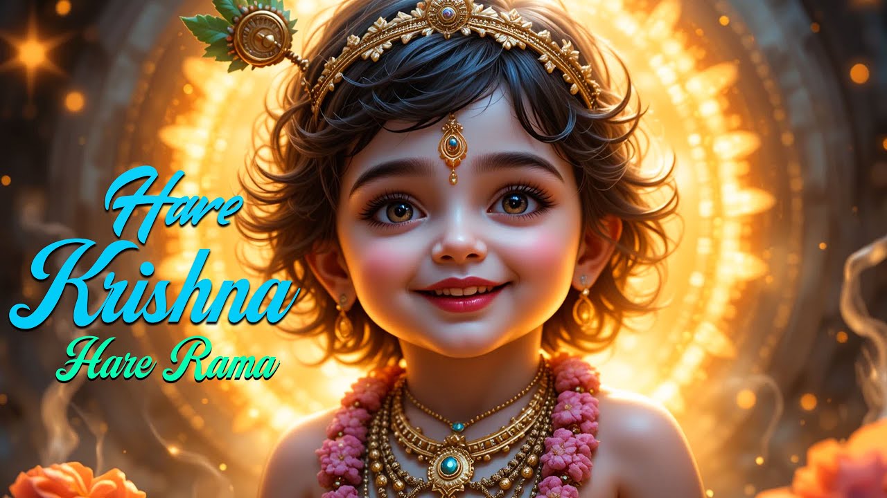 Hare Krishna Hare Rama 🌼 | Cute Baby Krishna Mantra for Kids | AI Devotional Kirtan for Children ...