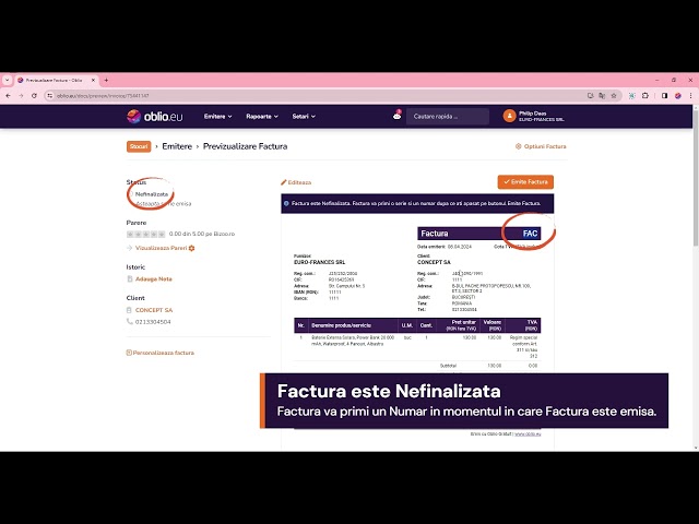 De ce Factura nu are numar? - Tutorial Video Oblio.eu