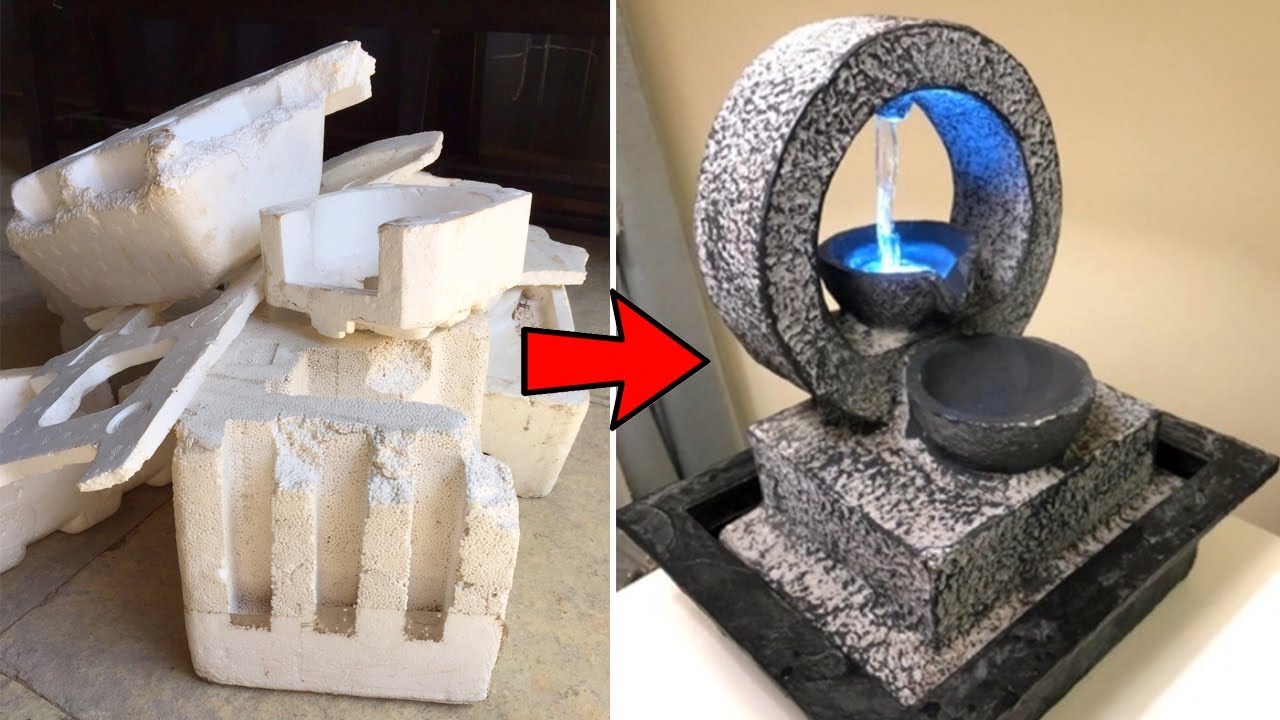 DIY Cement Tabletop Water Fountain with Waste Cardboard | Awesome ...