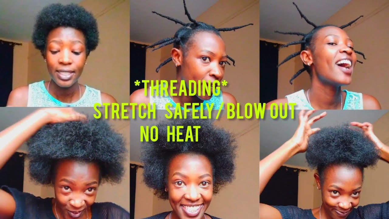 STRETCH NATURAL HAIR WITHOUT HEAT / African threading - YouTube