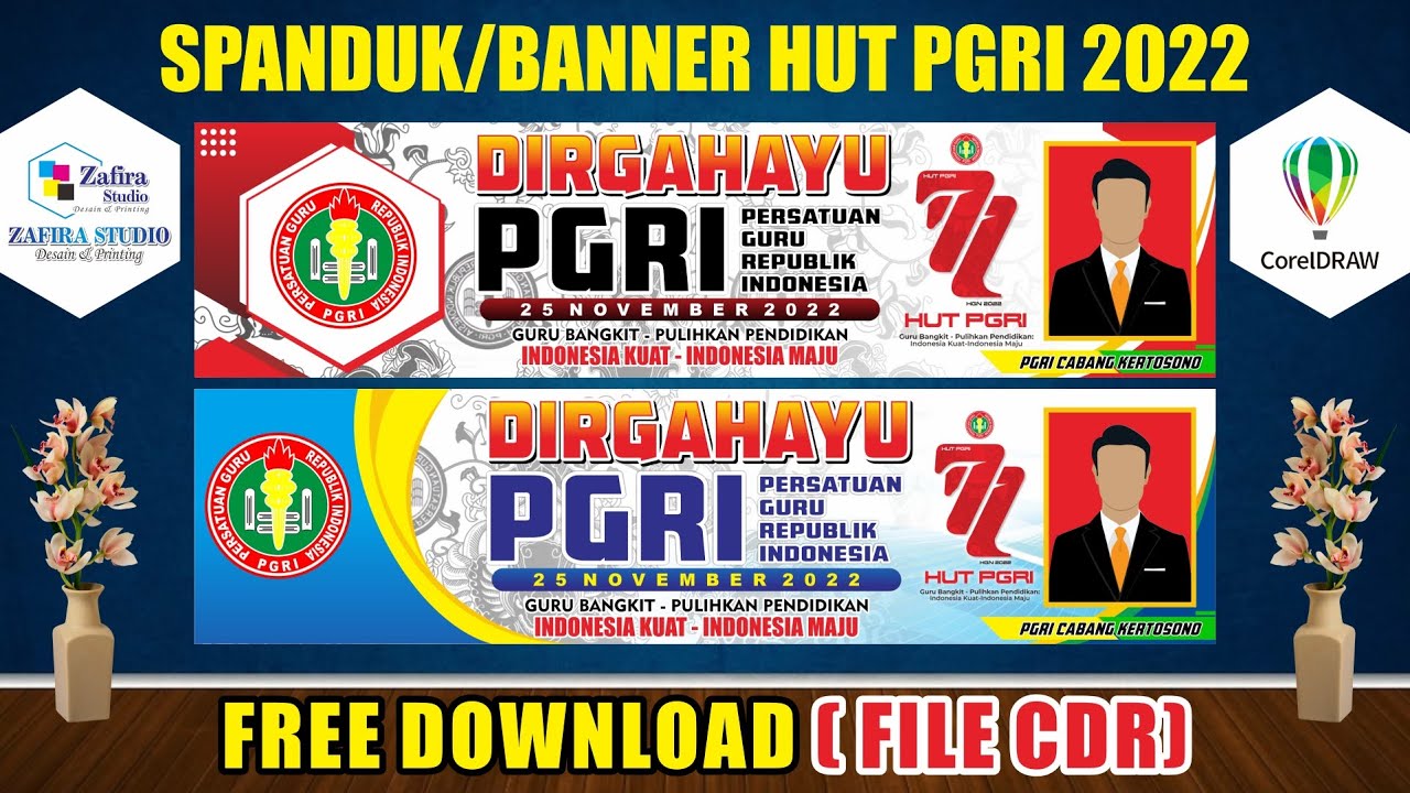 FREE CDR - LOGO & DESAIN - HUT PGRI ke-77 tahun 2022 - YouTube