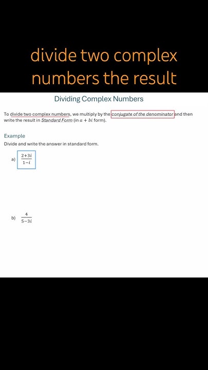 Divide Complex Numbers - YouTube