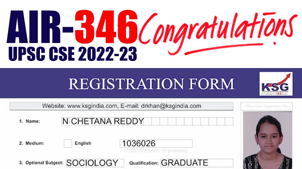 N CHETANA REDDY | AIR 346 | UPSC CSE 2022-23 | UPSC TOPPER | KSG INDIA ...