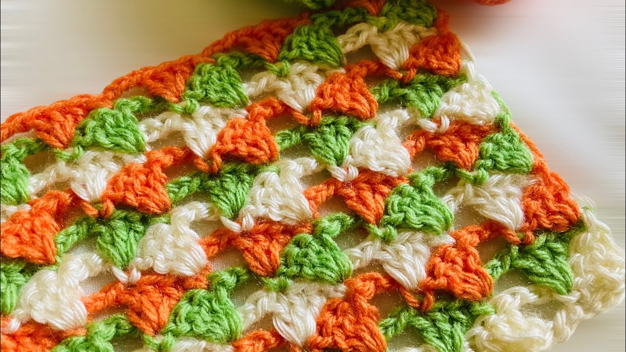 Crochet 3D stitch no. 38 | Repeating only one row | crochet scarf ...