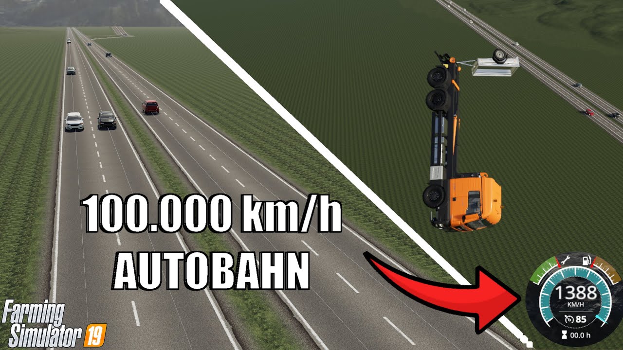 LS19 - 100.000 km/h Autobahn - Crash Challenge XXL! - YouTube