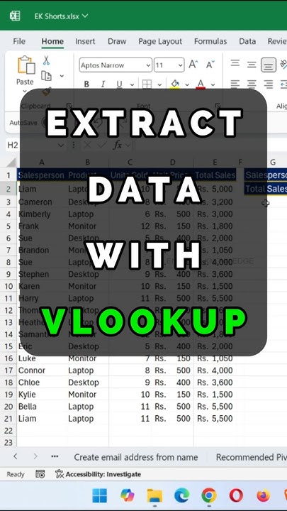 How to use Vlookup Function in Excel #excel #vlookup #exceltips - YouTube