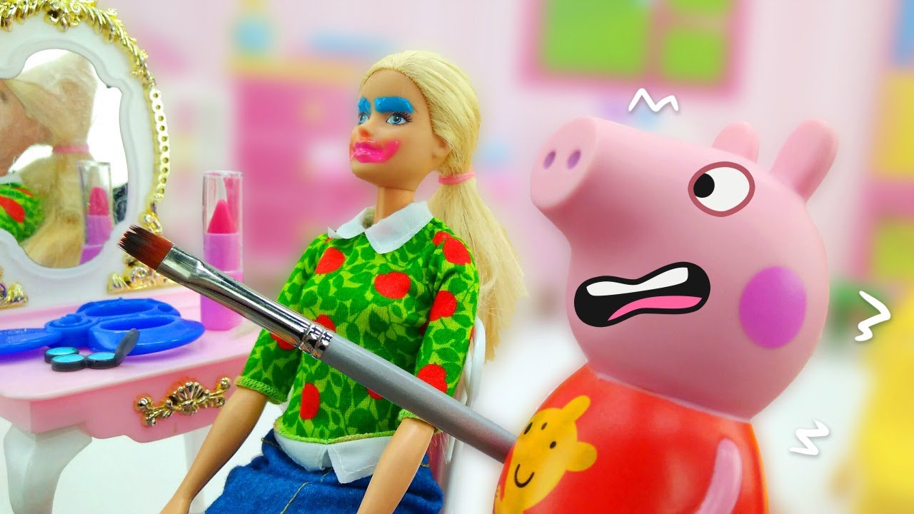 Vidéo pour fille. Peppa Pig remplace sa maman au travail. Les poupées ...