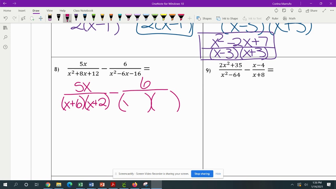 Adding and Subtracting Rational Functions - YouTube