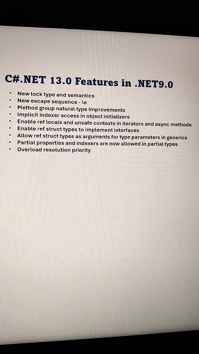 . NET 9.0 C# Features - YouTube