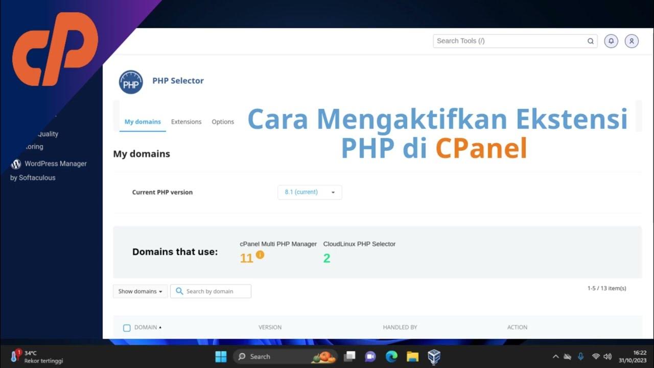 Cara Mengaktifkan Ekstensi PHP (intl, sodium, soap, exif) di CPanel - YouTube