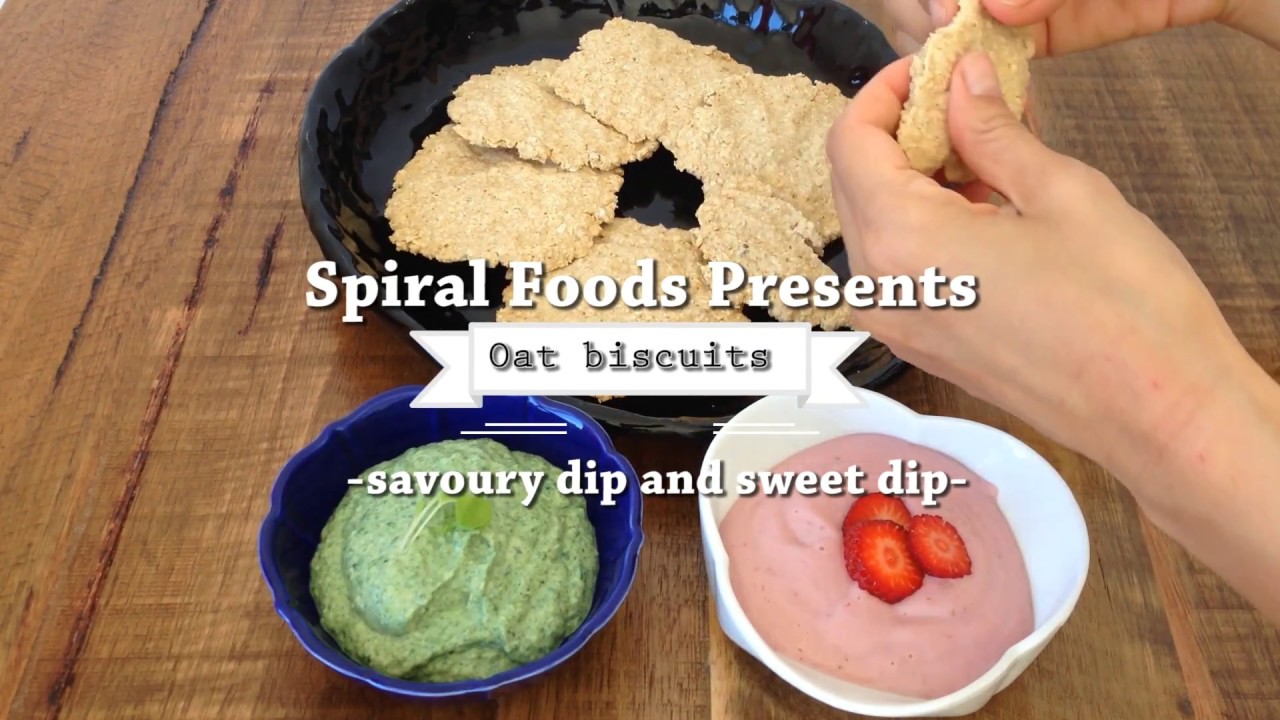 Oat biscuits -savoury dip and sweet dip- - YouTube
