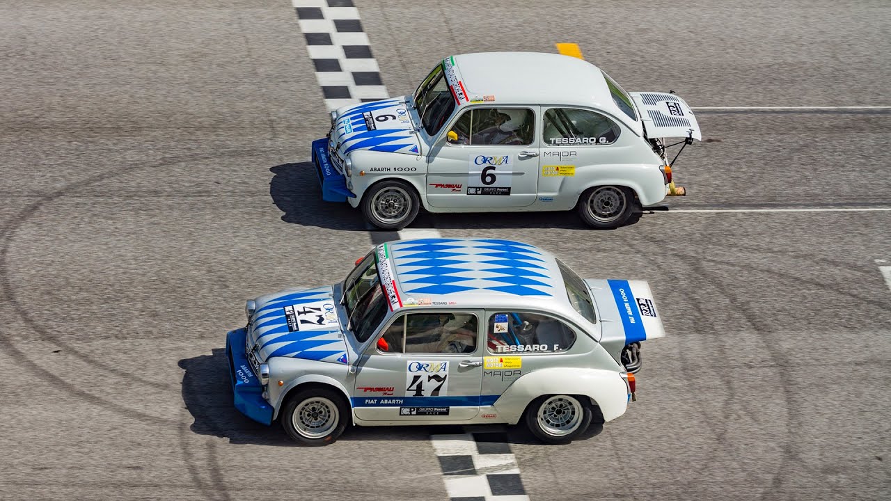 2 x ORIGINAL FIAT ABARTH 1000 TCR ON RACE TRACK (Tessaro Team) - YouTube
