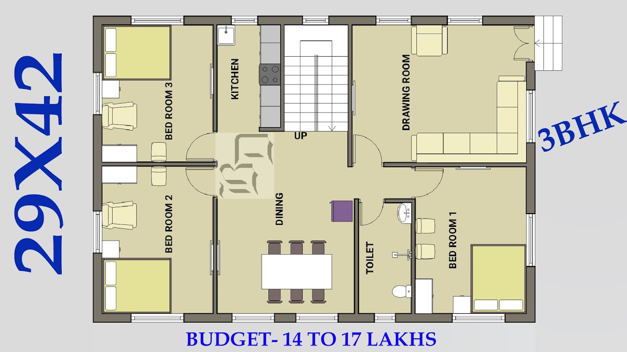 29X42 HOUSE PLAN || 29X42 BUILDING PLAN || 1213 SQFT GHAR KA NAKSHA ...
