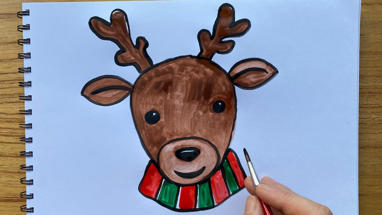 Как нарисовать НОВОГОДНЕГО ОЛЕНЯ - YouTube