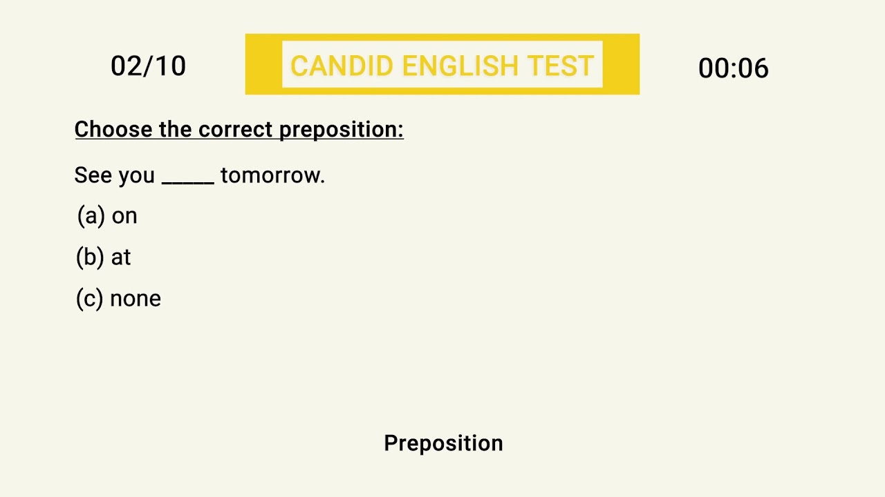 Preposition: in, at, on, for, since - English Grammar Test | CANDID ...
