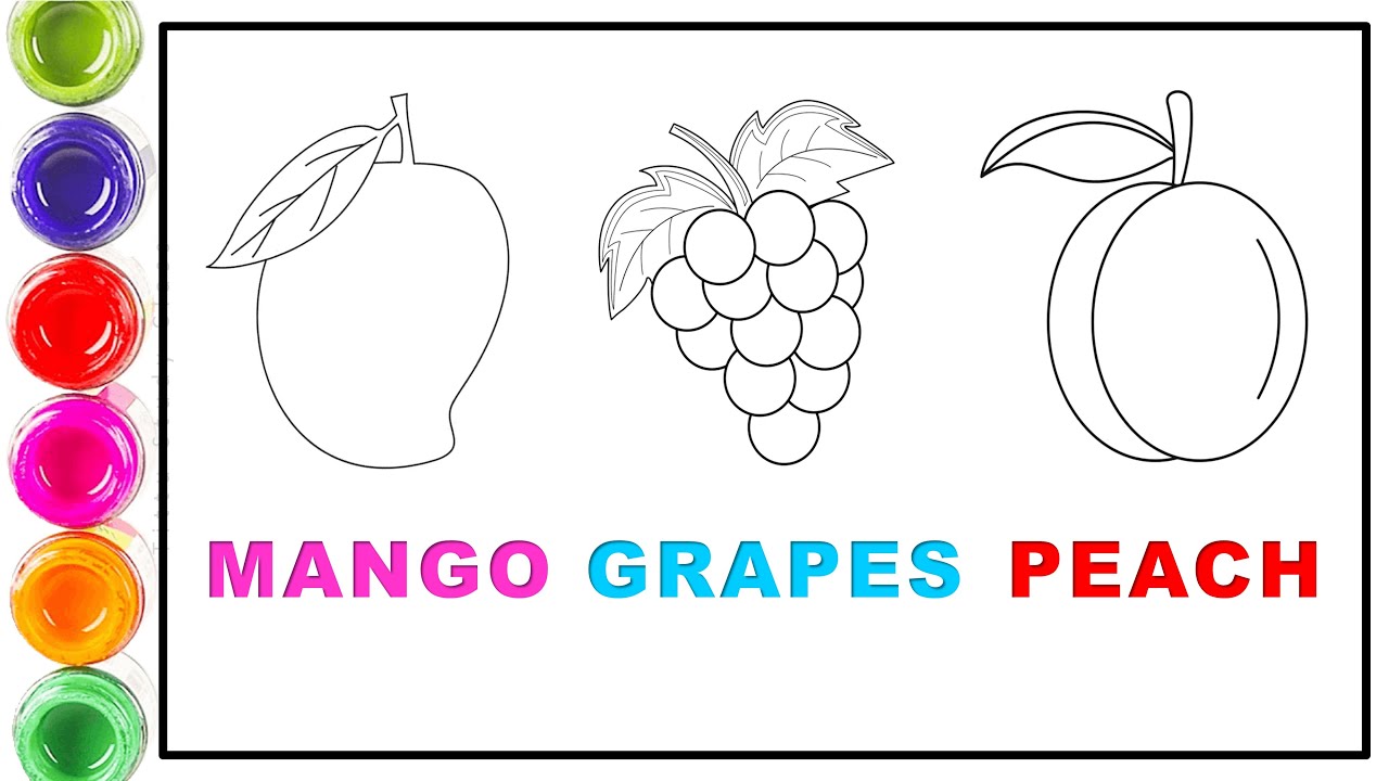 Learn Fruits Drawing, Painting & Coloring for Kids & Toddlers | Fruit ...