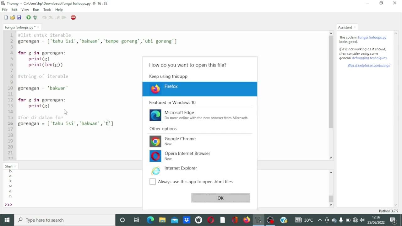 fungsi for loops pada dasar pemrograman phyton - YouTube