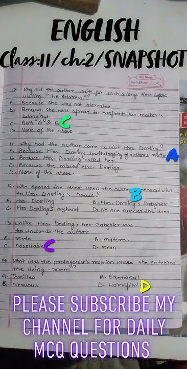 English Class11ch2snapshot Mcq Questions Youtube 