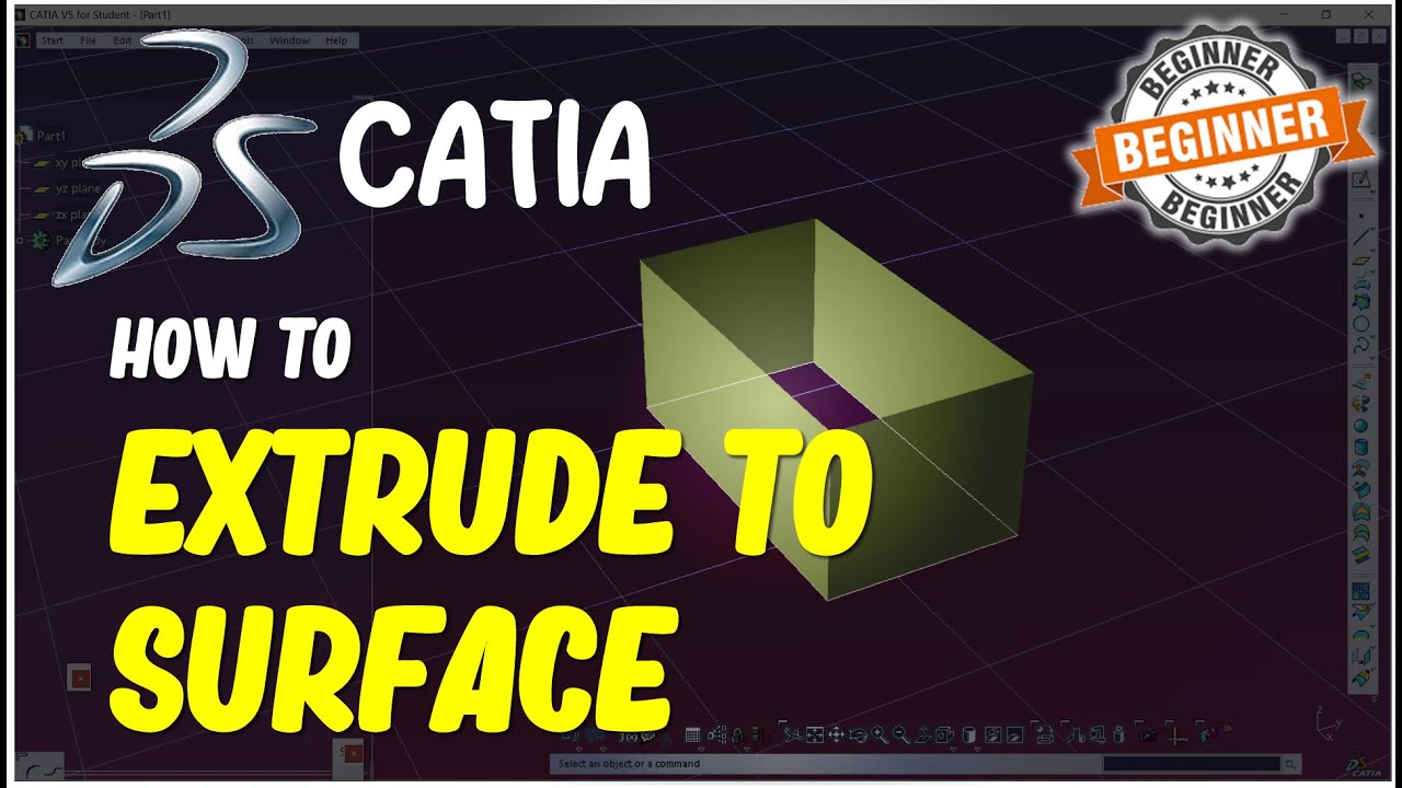 Catia How To Extrude To Surface - YouTube