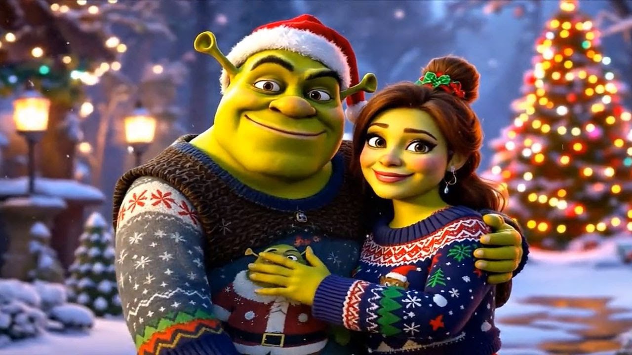 Under the stars' silver glow, Shrek and Princess Fiona Christmas Song ...