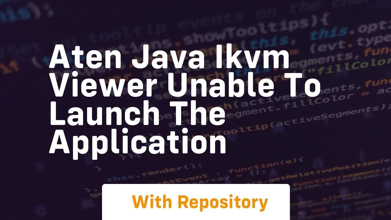 aten java ikvm viewer unable to launch the application - YouTube