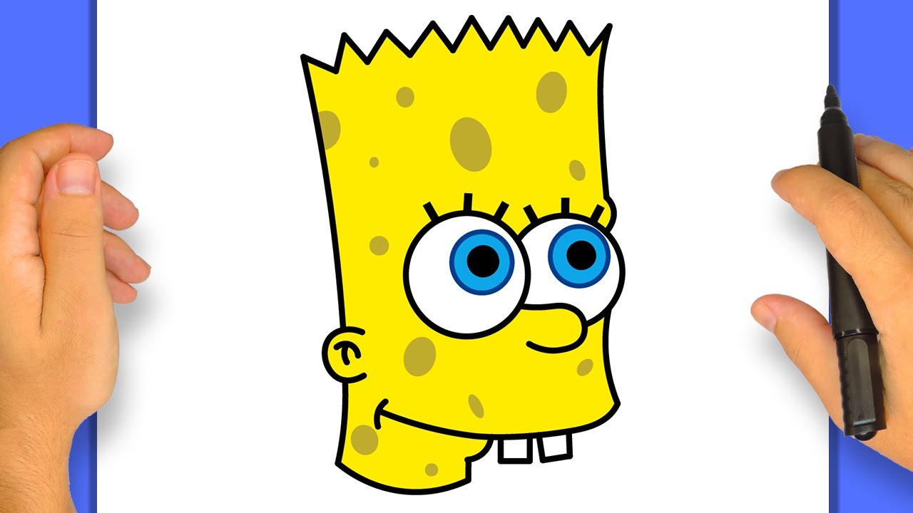 HOW TO DRAW BART SIMPSON mixed with SPONGEBOB | Step by Step Simple and ...