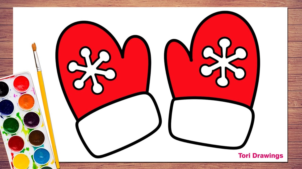 How to Draw Christmas Gloves | Santa Gloves Drawing Step by Step | Tori ...