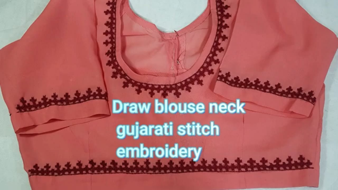 Draw blouse neck gujarati design by hand | Kutch work blouse design ...