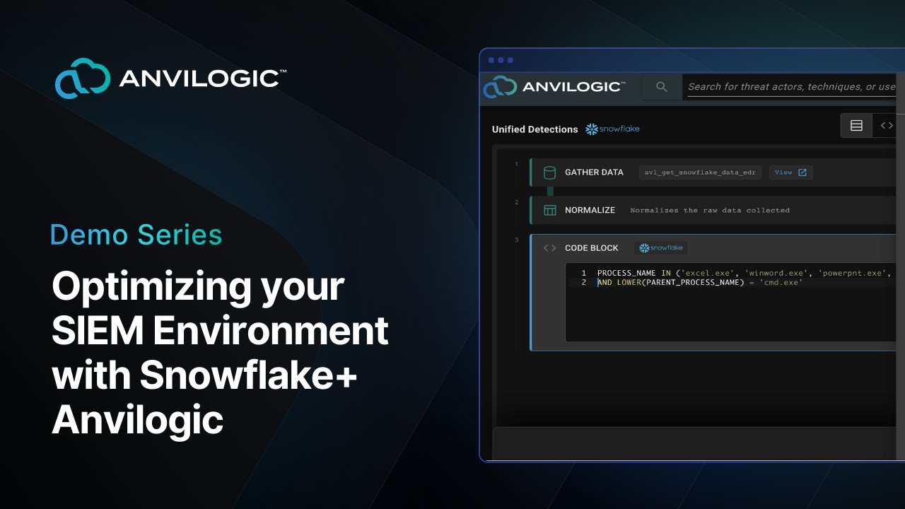 Optimizing your SIEM Environment with Snowflake + Anvilogic - YouTube