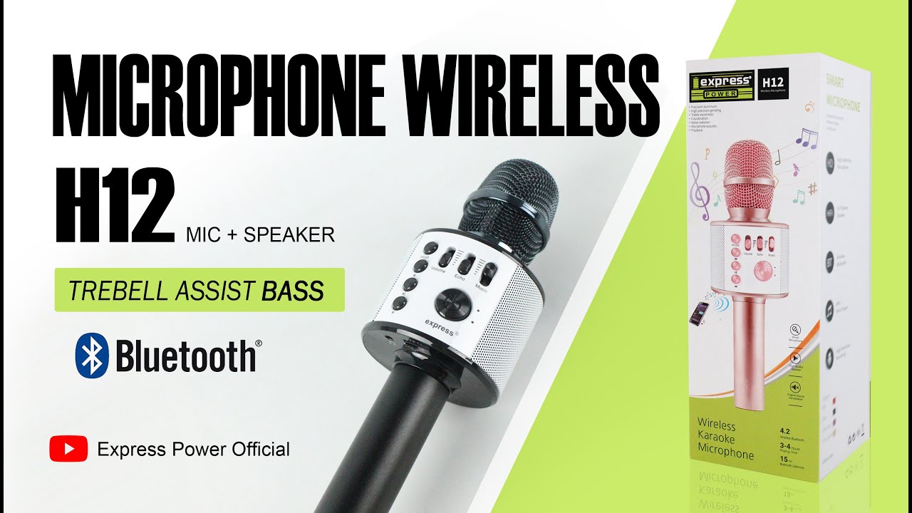 MICROPHONE WIRELESS EXPRESS H12 | KARAOKE PORTABLE | MIC + SPEAKER ...