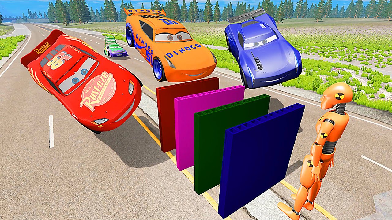 Disney Cars vs Brick Walls - BeamNG.Drive Lightning McQueen & Friends ...