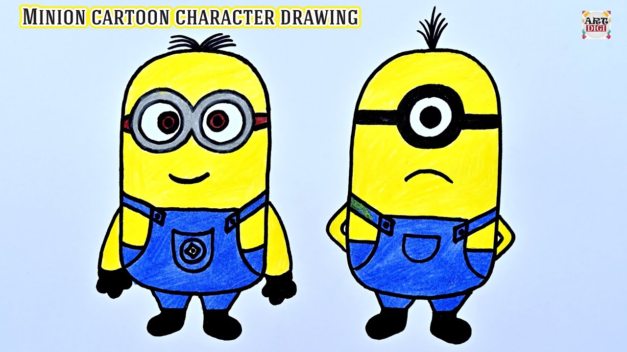 How to draw Minion | Minion cartoon character drawing for kids - YouTube