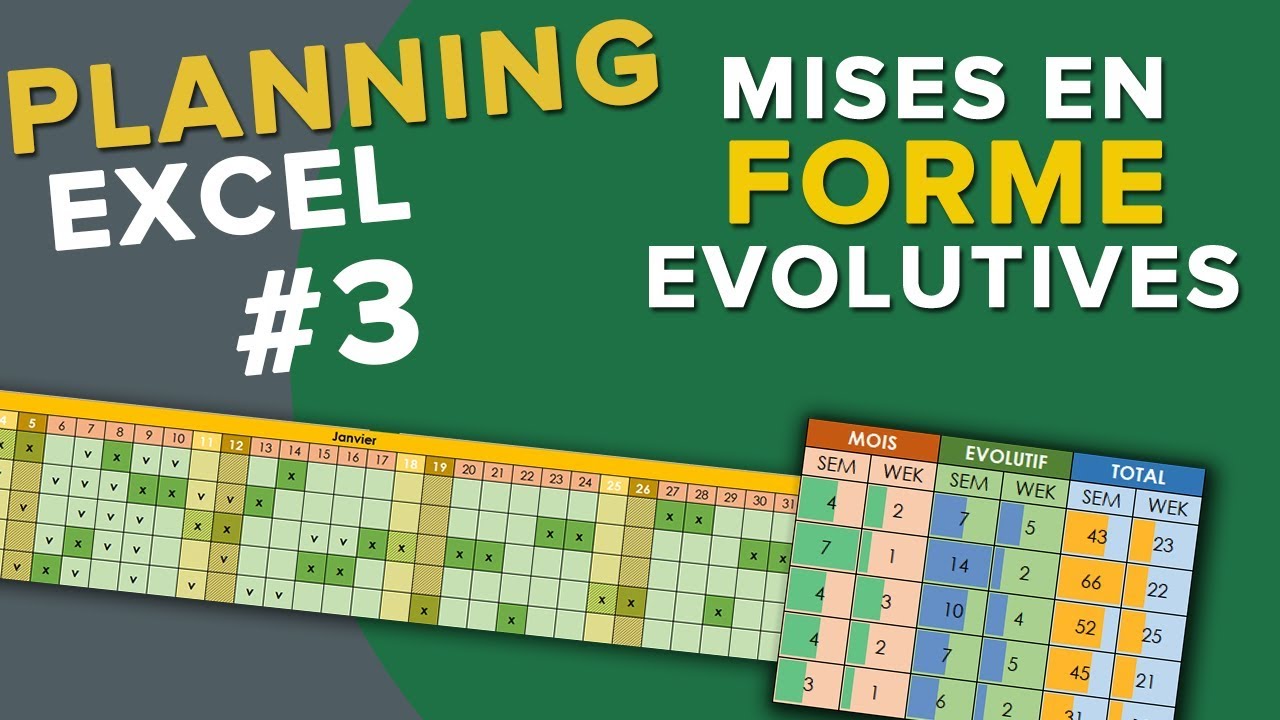 Mettre en forme un calendrier Excel - Créer un Planning Tuto Partie 3 ...